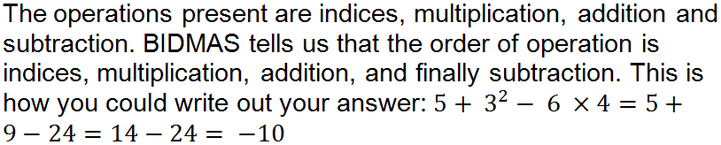 GCSE bidmas - to help with the order of operation in maths