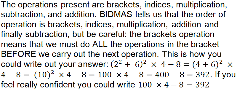 GCSE bidmas - to help with the order of operation in maths